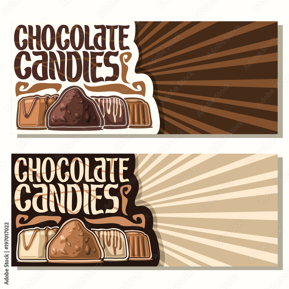 Vector banners for Chocolate Candies with copy space, swiss praline ...