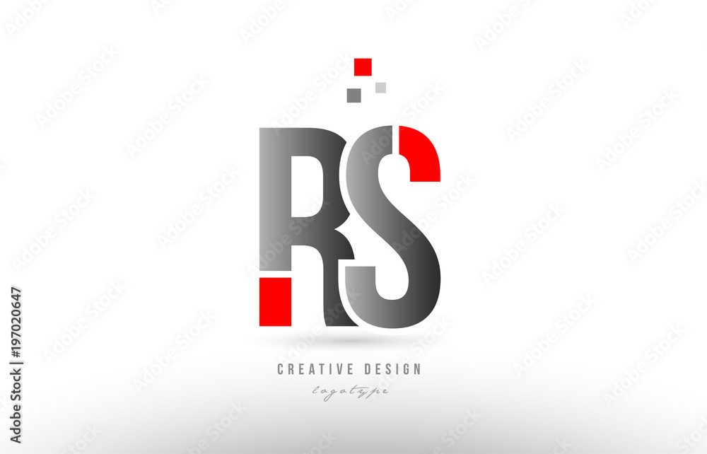 red grey alphabet letter rs r s logo combination icon design Stock ...