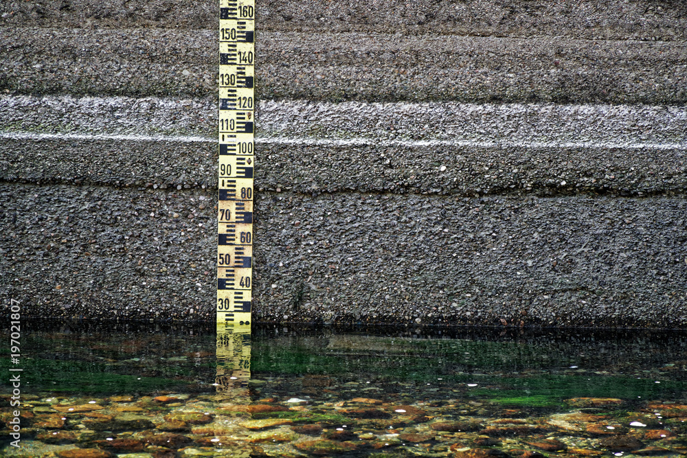 Water level flood measurement rule gauge river water detail Stock Photo ...