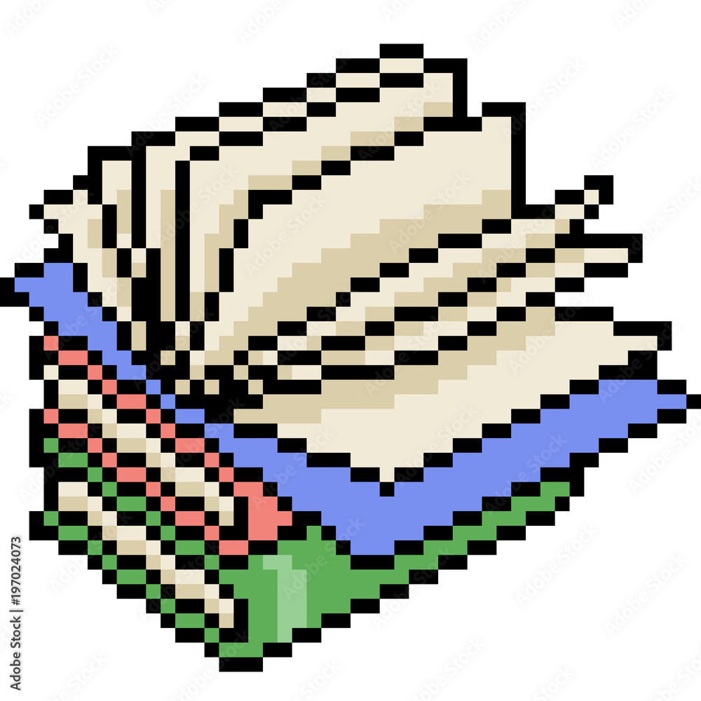 vector pixel art book open Stock Vector | Adobe Stock