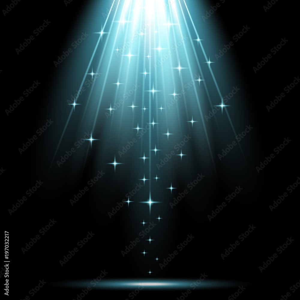 Vector spotlight effect with sequins, aqua color Stock Vector | Adobe Stock