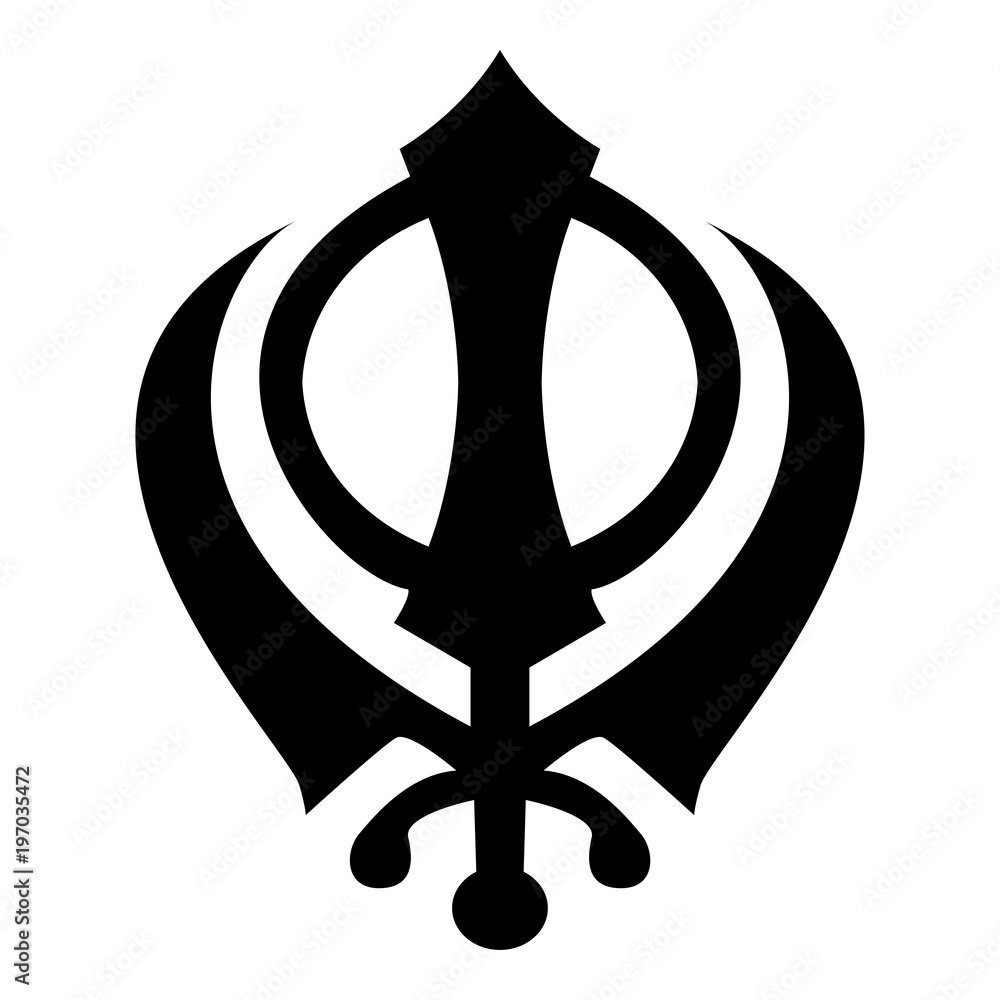 Khanda symbol sikhi sign icon black color illustration flat style ...