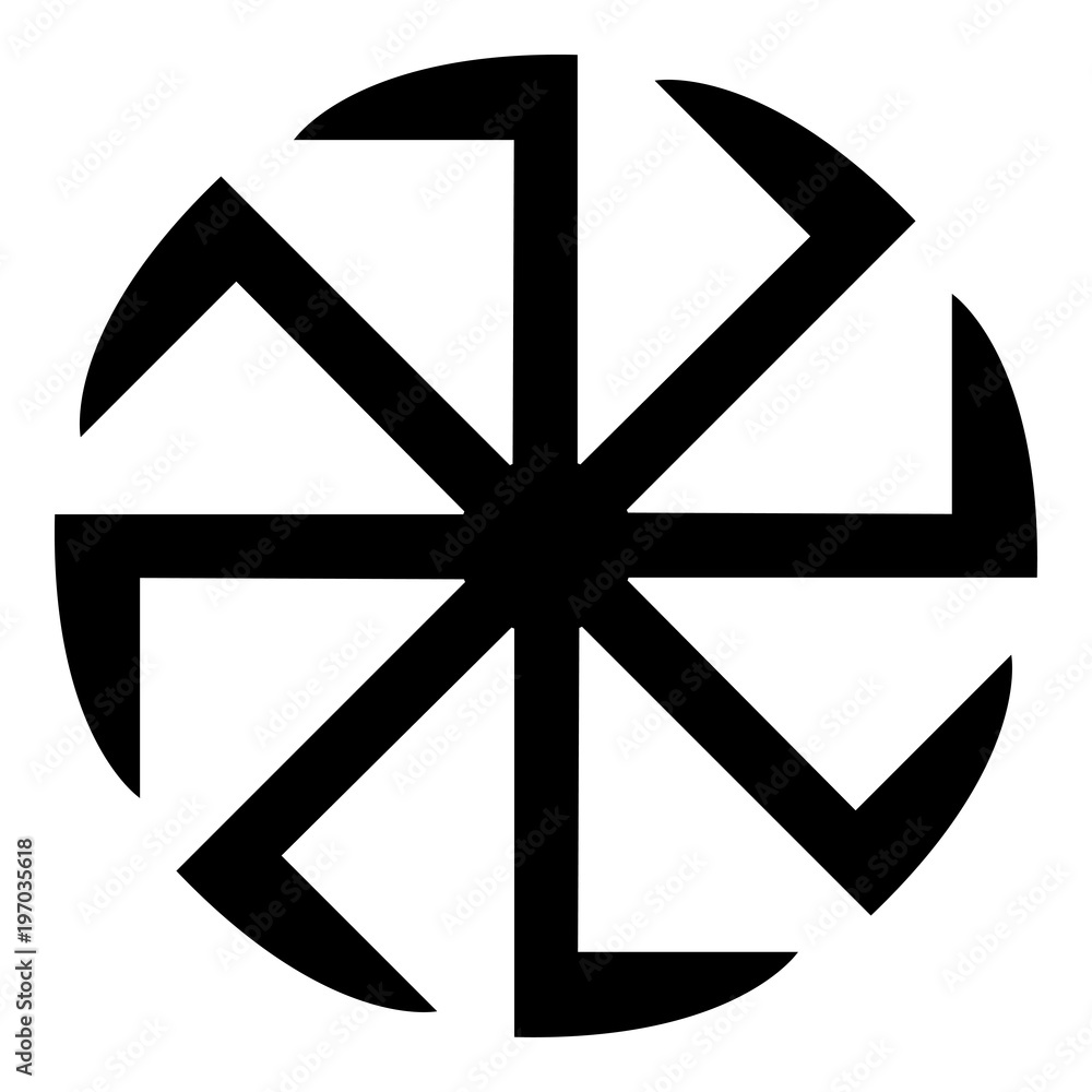 Slavic slavonis symbol Kolovrat sign sun icon black color illustration ...