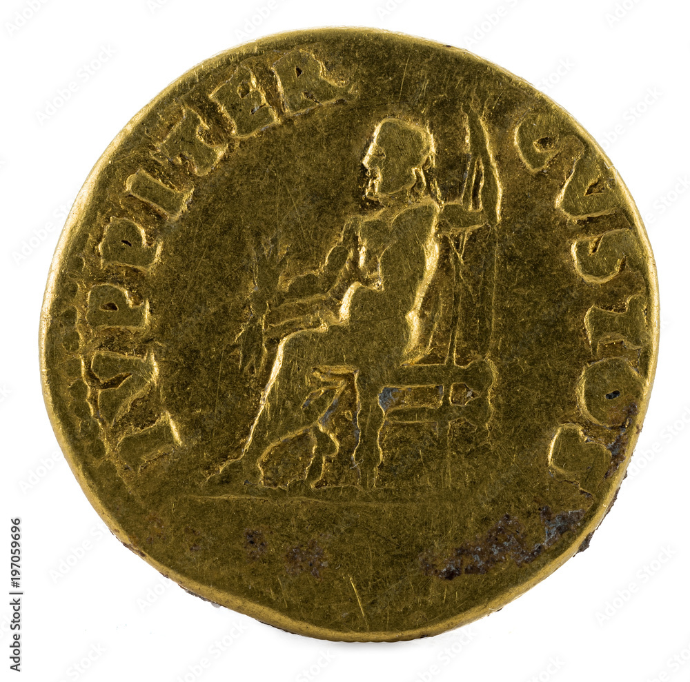 Ancient Roman gold aureus coin of Emperor Nero. Reverse. Stock Photo ...