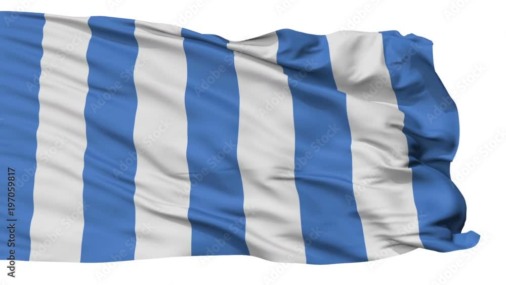 Mar del Plata flag, city of Argentina, realistic animation isolated on ...