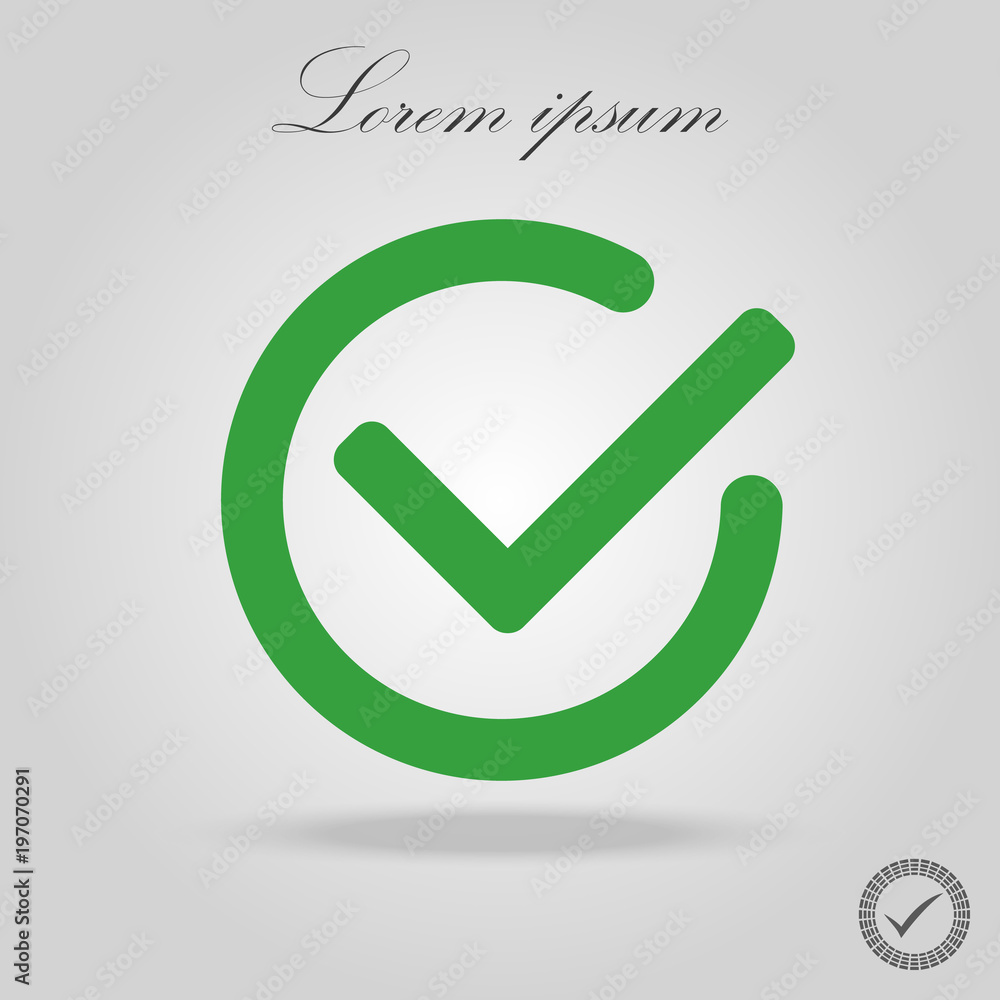 Green check mark icon in a circle. Tick symbol in green color, vector ...