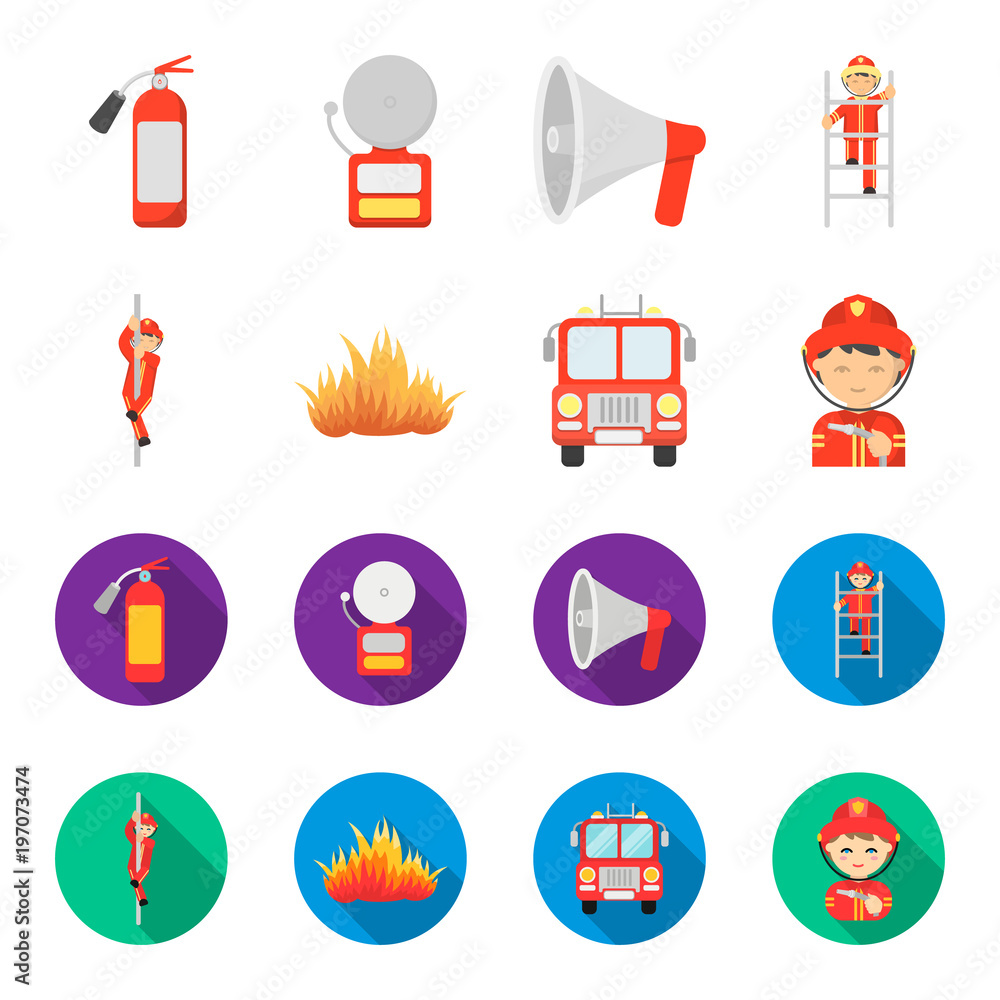 Fireman, flame, fire truck. Fire departmentset set collection icons in ...
