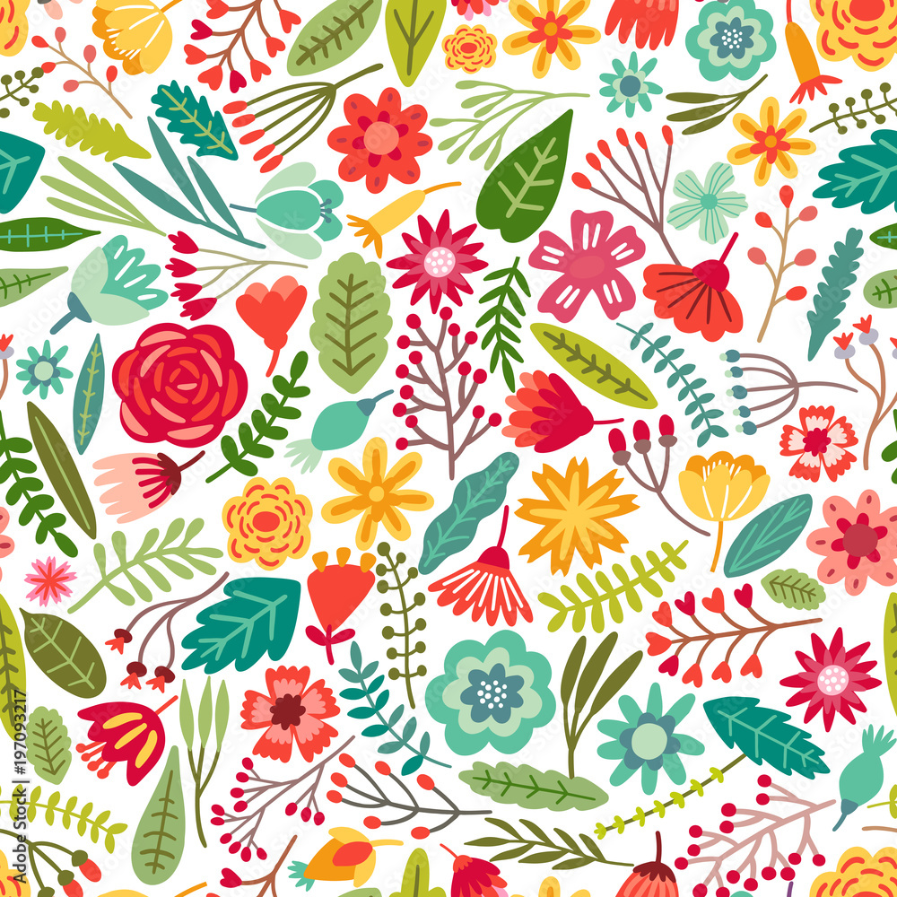Vector flower seamless pattern. Floral background Stock Vector | Adobe ...