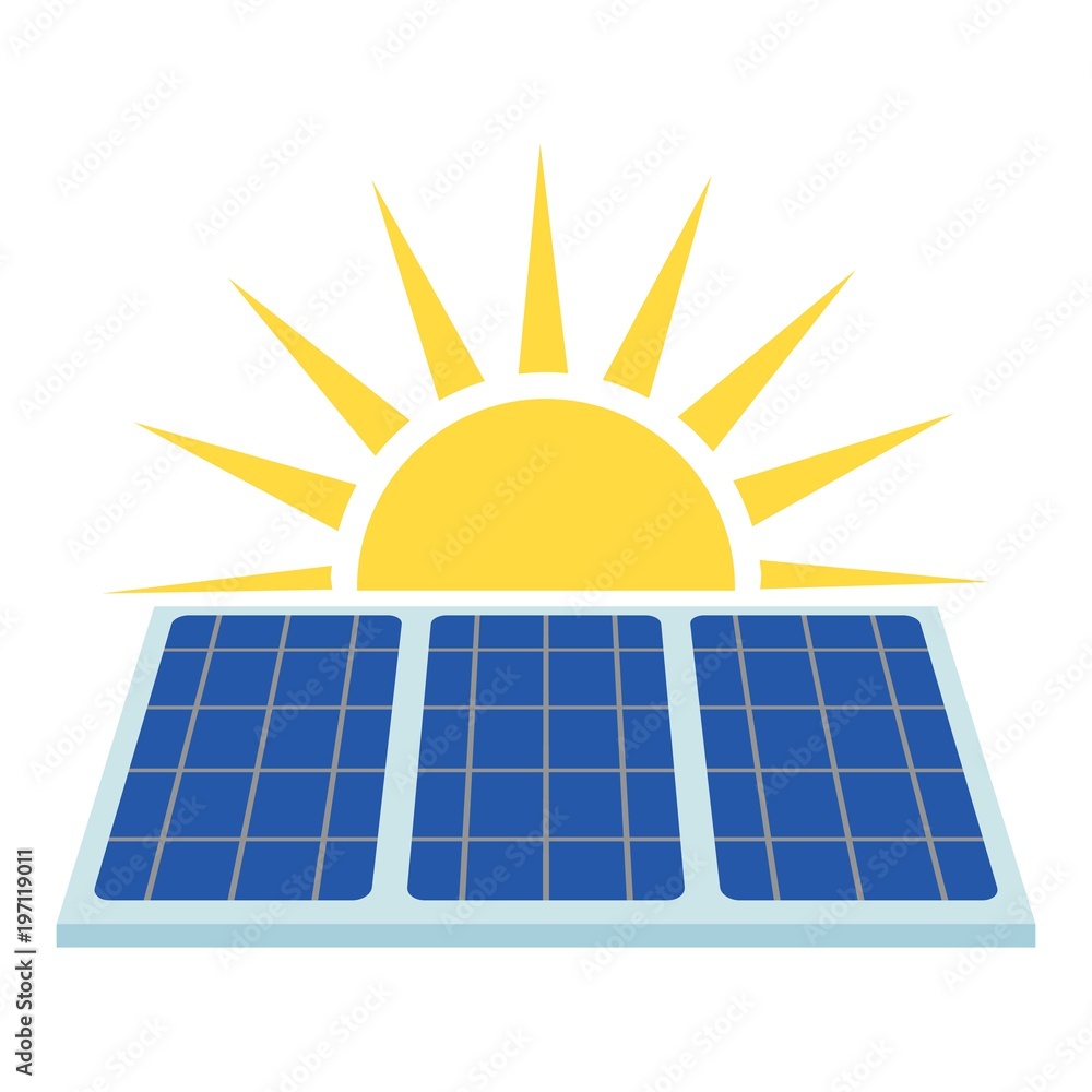 Solar panel icon, flat style Stock Vector | Adobe Stock