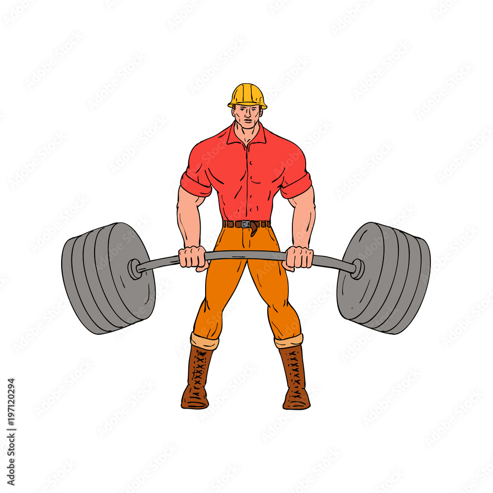 Cartoon style illustration of a buffed lumberjack, logger ,woodcutter ...