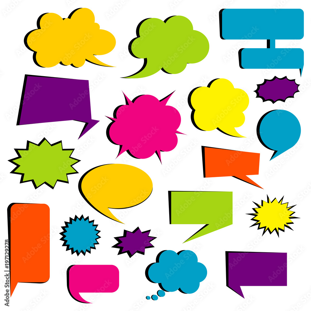 Set of comic bubbles. Speaking and thinking elements for communication ...