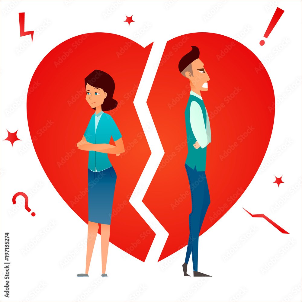 Divorce. Family conflict. Break up relationship. Married couple man and ...