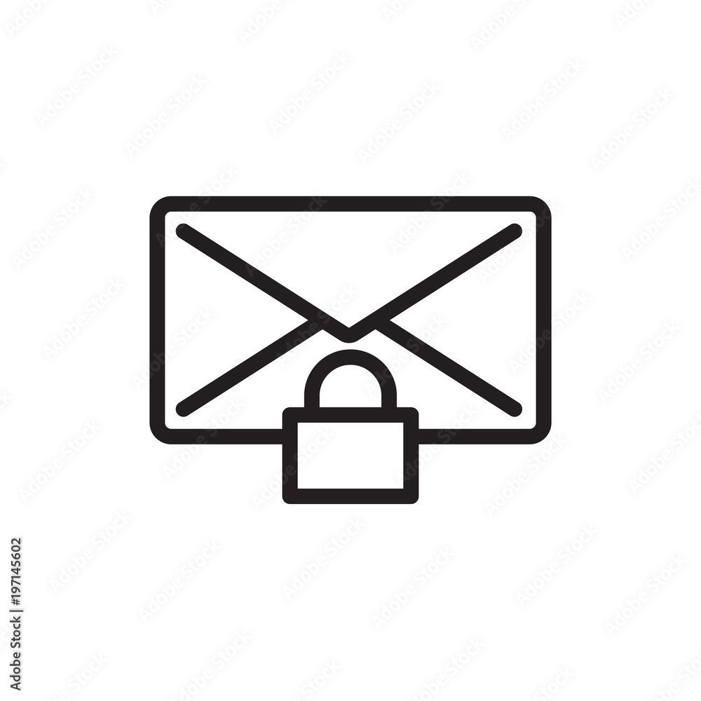 private mail, locked mail outlined vector icon. Modern simple isolated ...
