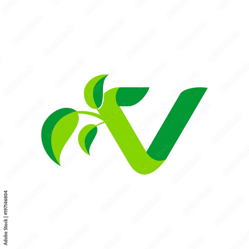 sophisticated luxury logos, concept logo leaf letter V, natural green ...