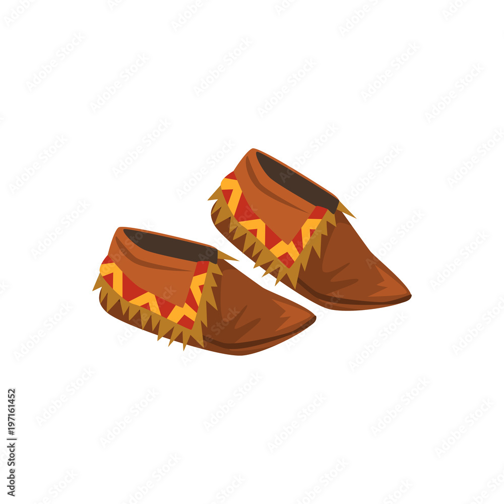 Native American Indian moccasins vector Illustration on a white ...