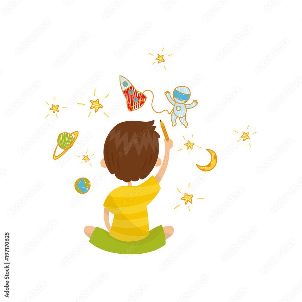 Cute Little Boy Drawing