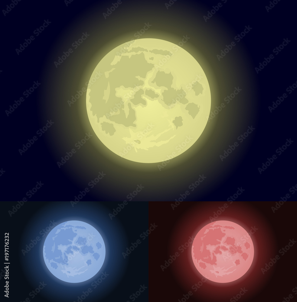 Full moon. Vector illustration. Stock Vector | Adobe Stock