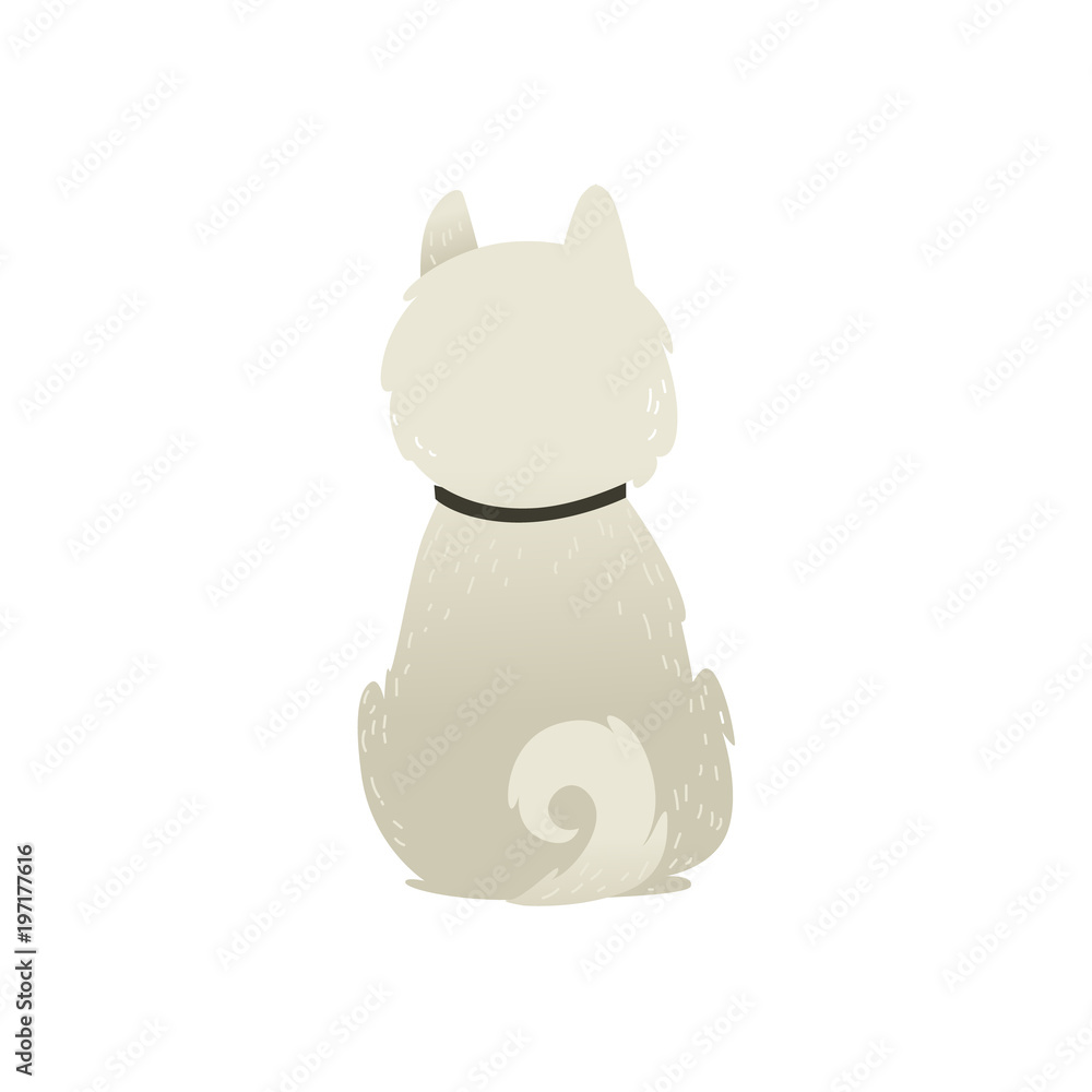 Dog Sitting Back View Cartoon