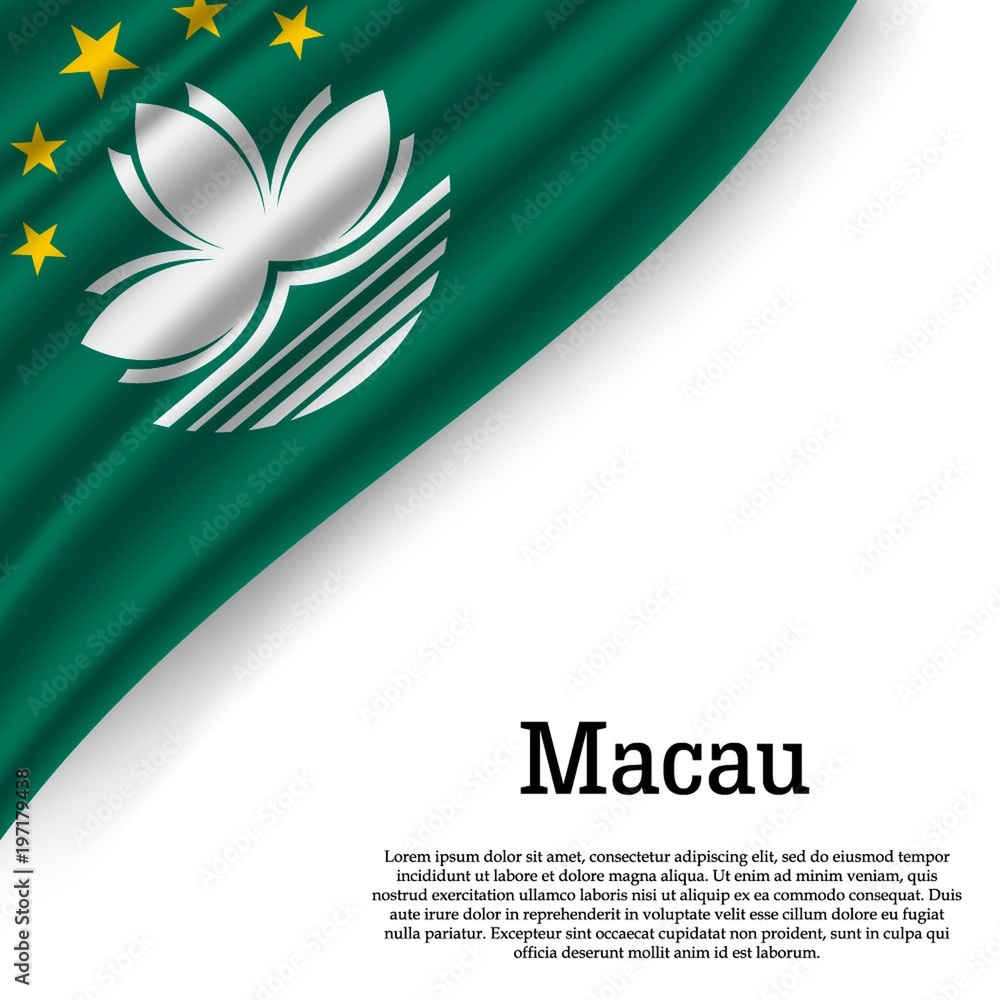Macau waving flag on white background. Template for independence day ...