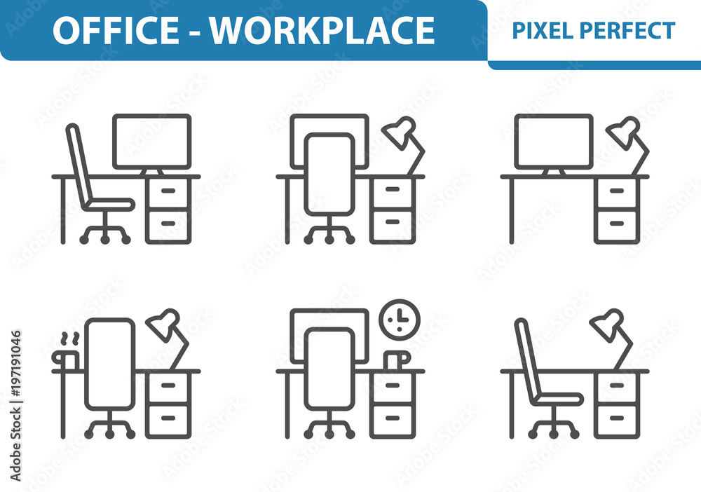 Office and Workplace Icons. Professional, pixel perfect icons depicting ...