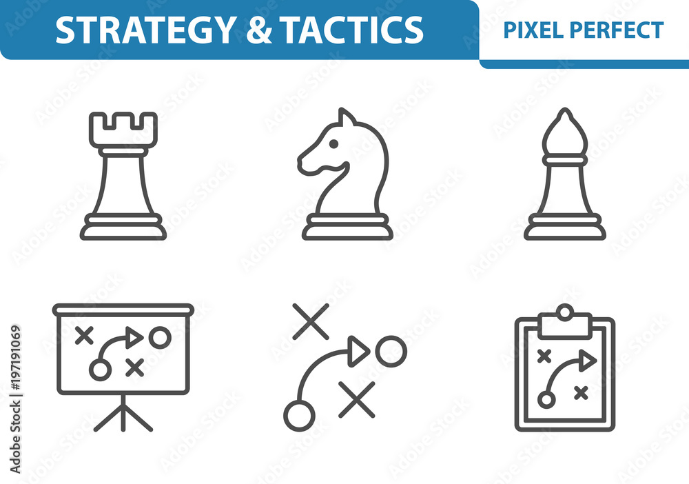 Strategy and Tactics Icons. Professional, pixel perfect icons depicting ...