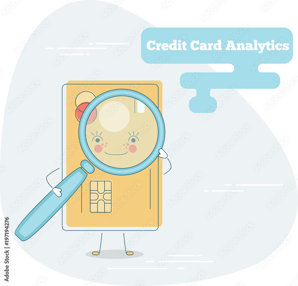 Credit card analytics concept in line art style Stock Vector | Adobe Stock
