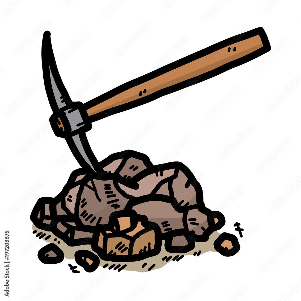 pick mining / cartoon vector and illustration, hand drawn style ...