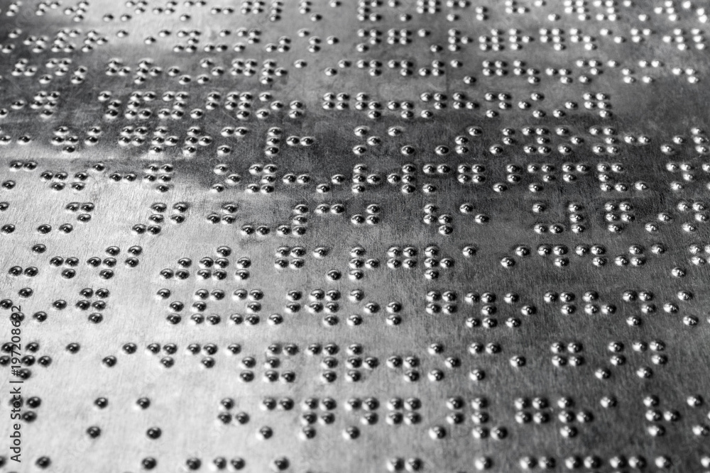 Braille code for blind on the stainless steel board Stock Photo | Adobe ...