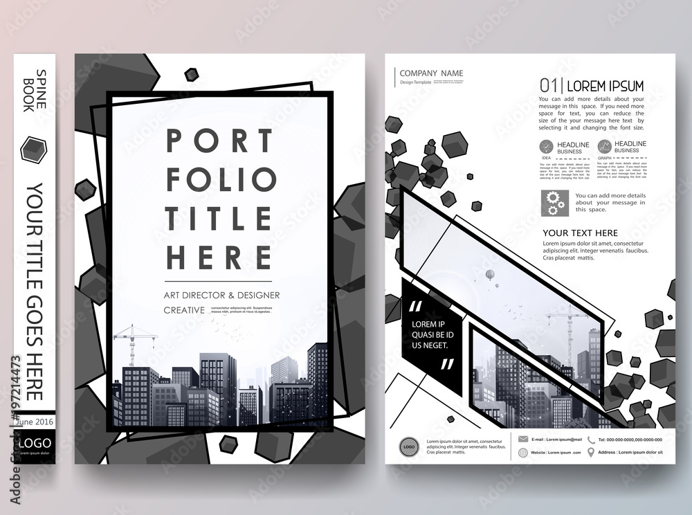 Portfolio design template vector.Minimal brochure report business ...