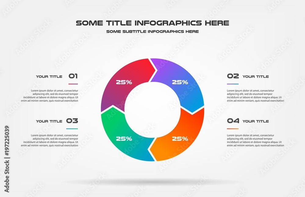 Pie chart of percentage infographics. Element of graph, diagram with 4 ...