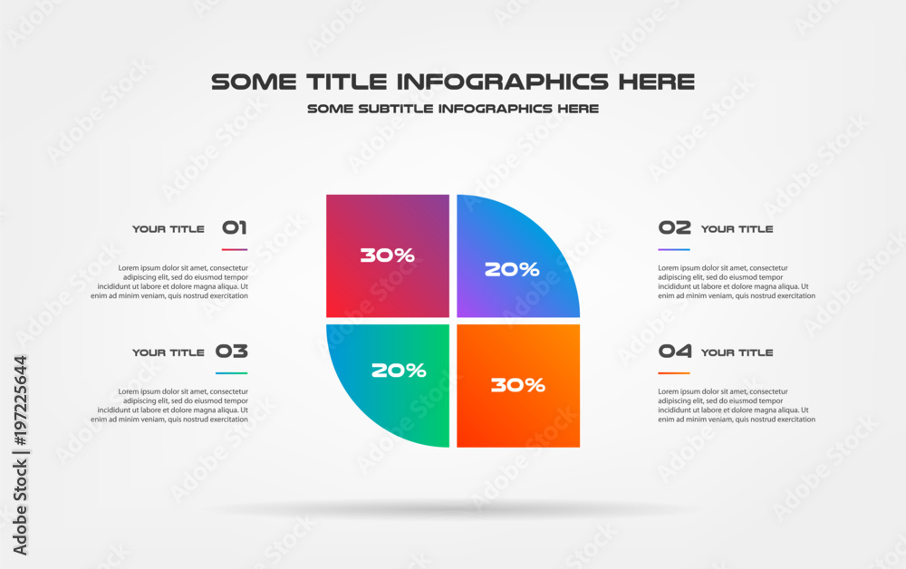 Pie chart of percentage infographics. Element of graph, diagram with 4 ...