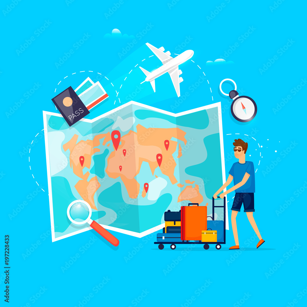 World Travel. Planning summer vacations. Airport. Holiday, journey ...