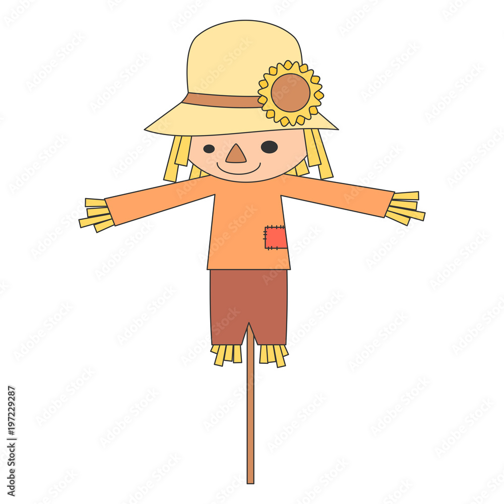 cute cartoon scarecrow isolated on white background vector illustration ...