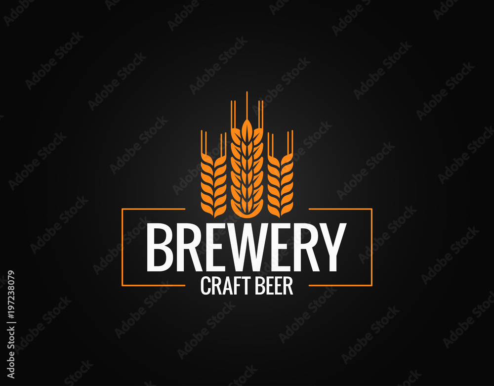 Beer logo design. Brewery label on black background Stock Vector ...