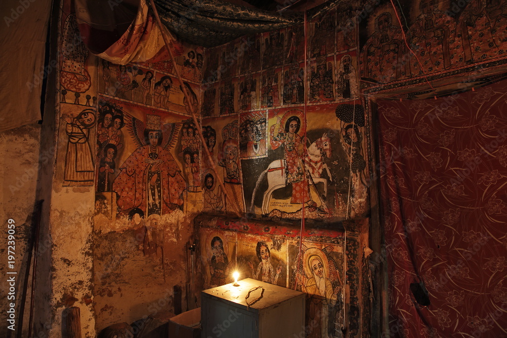 : iconographic scenes and wall murals of saints painted in naive ...