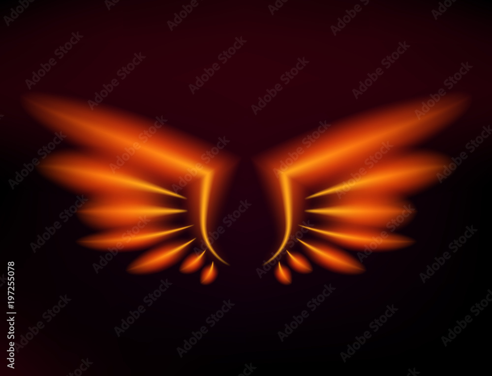 Bird fire wings vector fantasy feather burning fly mystic glow fiery ...
