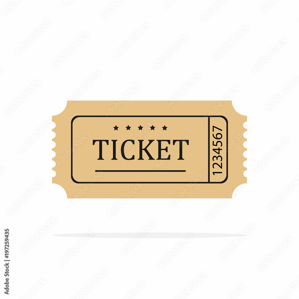 Retro ticket template. Old or vintage paper ticket on white background ...