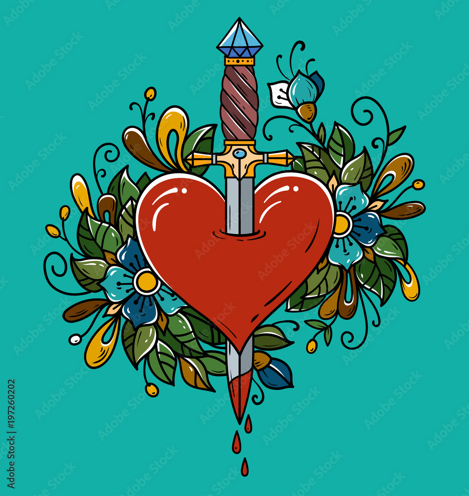 Bleeding Heart With Dagger
