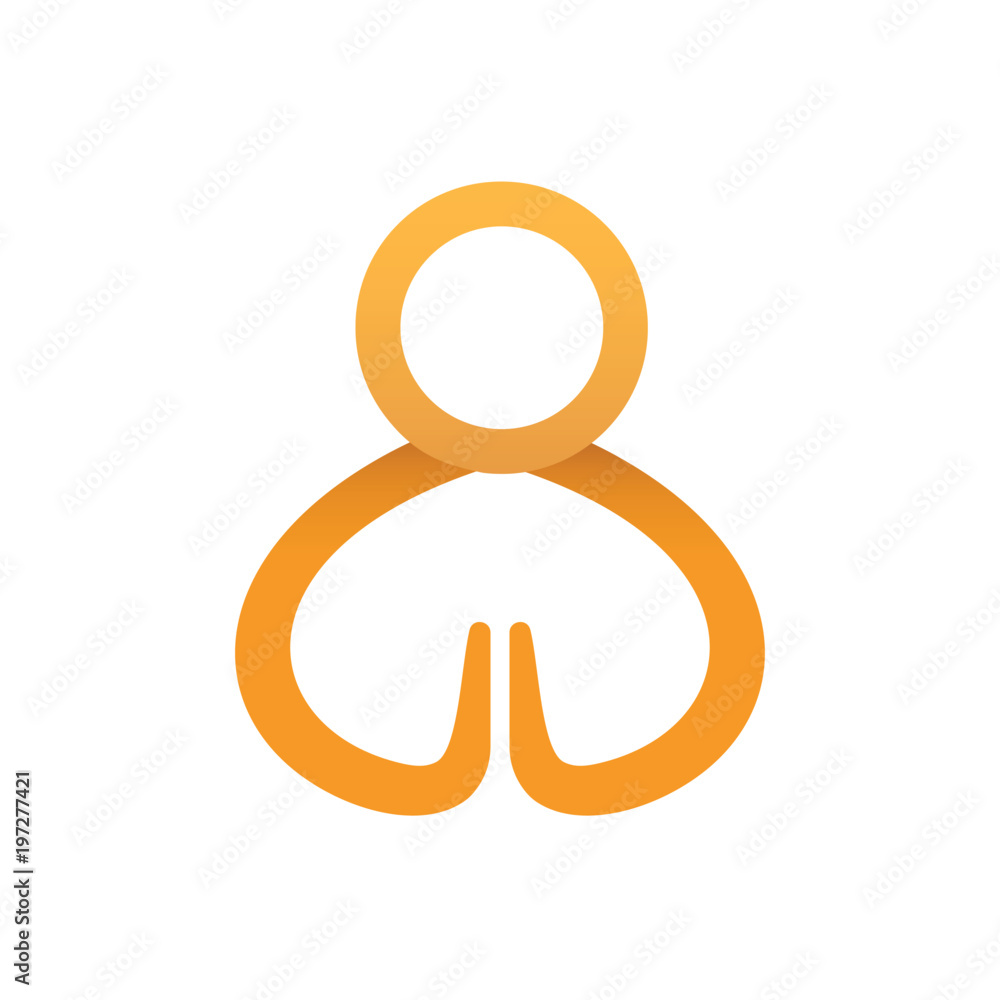 Vector icon praying human. Man bowed in prayer isolated religion logo ...