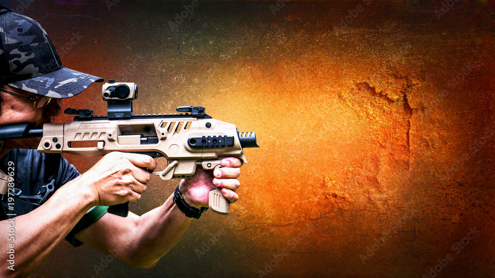 Male aim 9mm pistol gun with conversion kit to carbine and shoot to ...