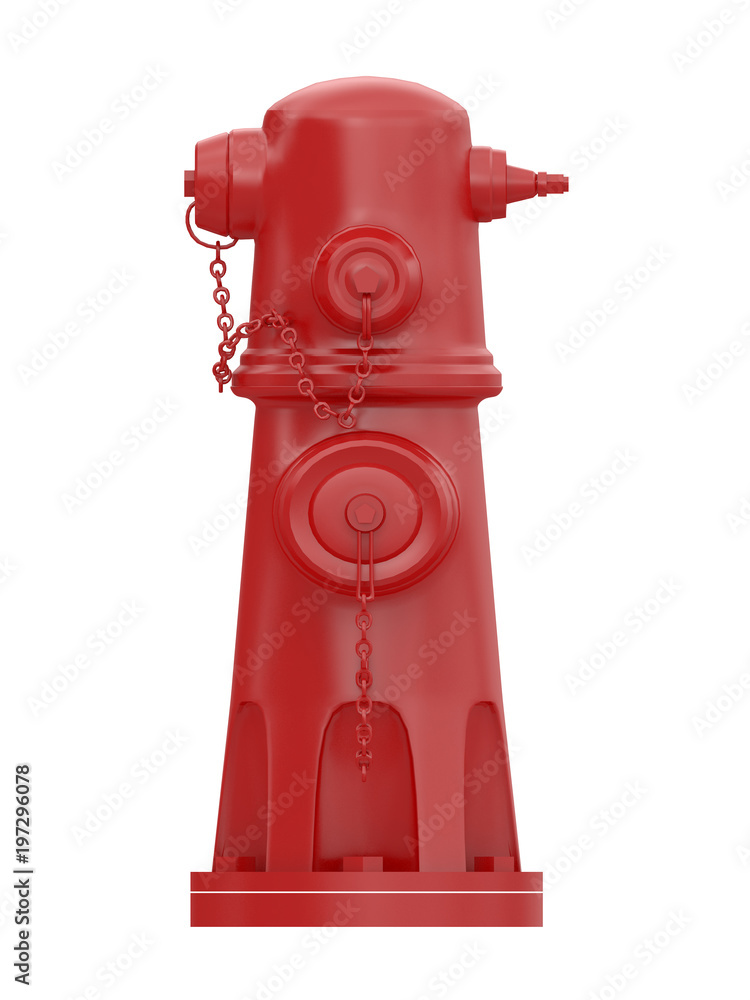red hydrant front, side or isomatric view isolated on a white ...