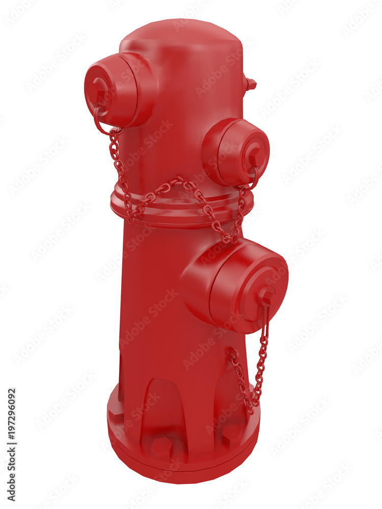red hydrant front, side or isomatric view isolated on a white ...