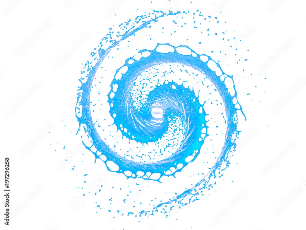 spiral blue water splash isolated on a white background Stock ...