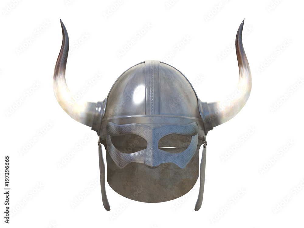 old metal viking helmet front or side view isolated on a white ...