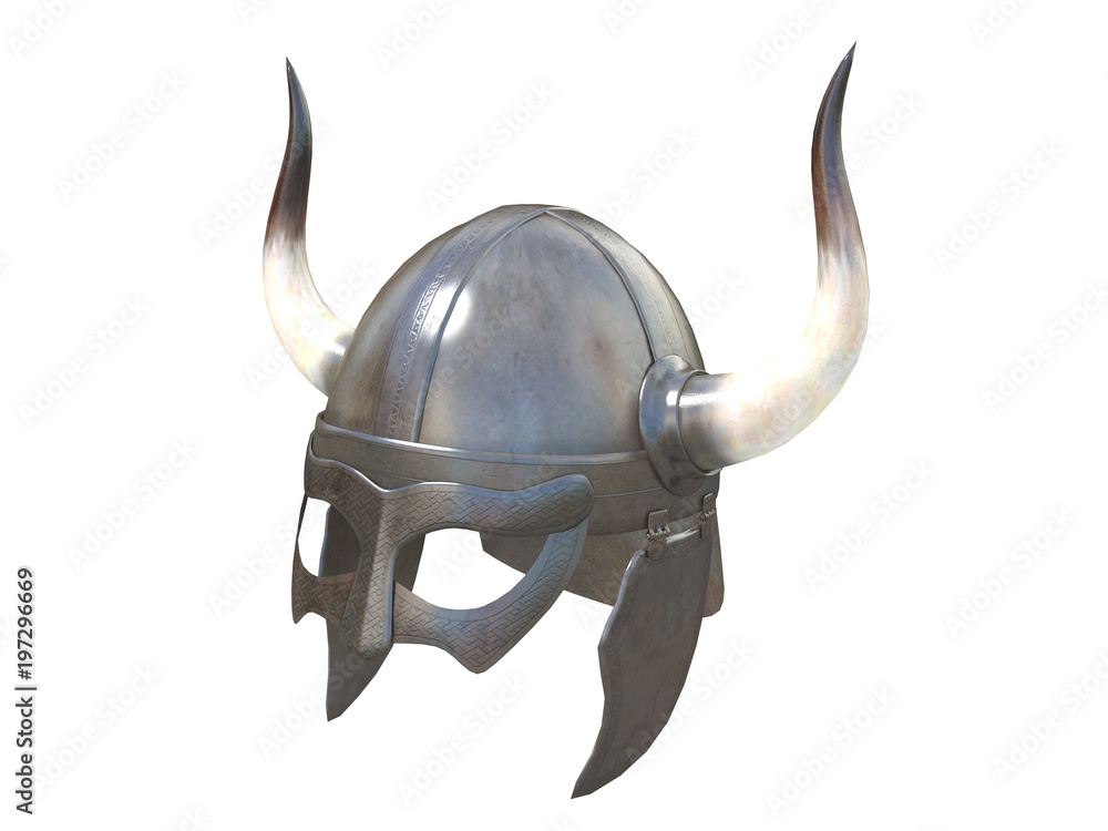 old metal viking helmet front or side view isolated on a white ...