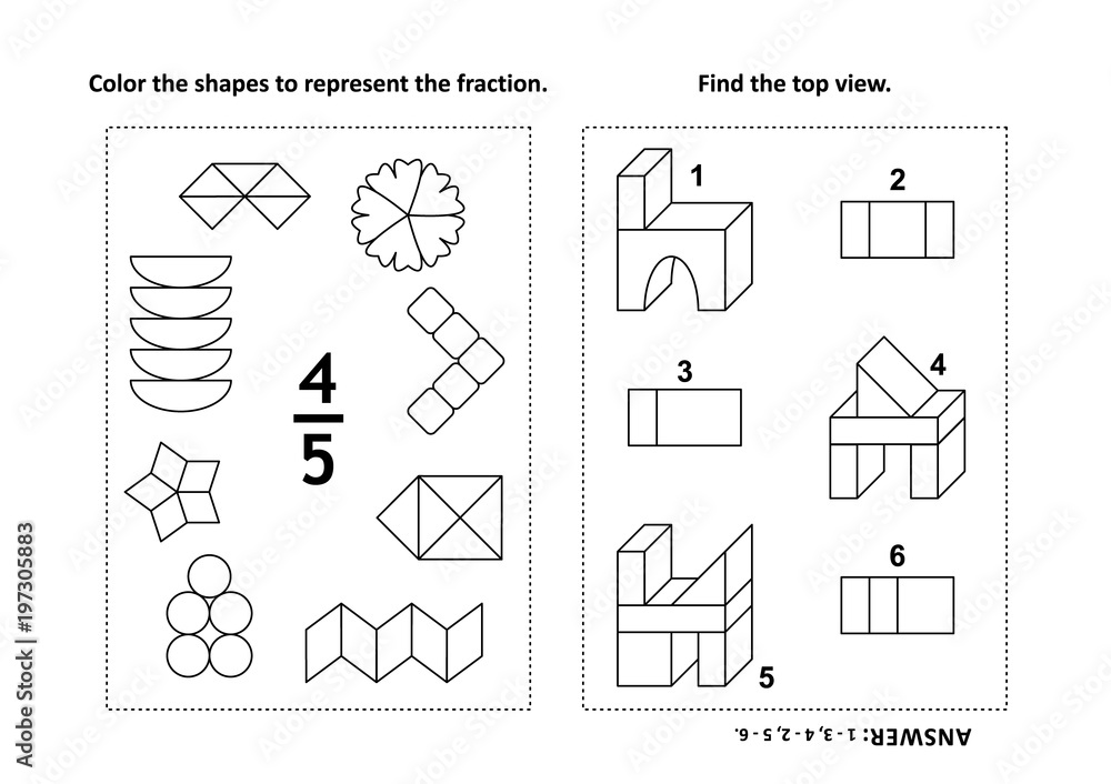 Two visual math puzzles and coloring pages. Color the shapes to ...
