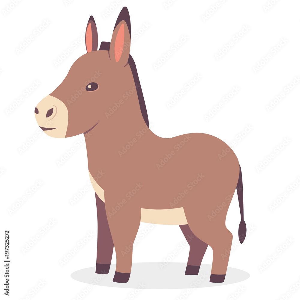 Cute donkey vector cartoon animal character. Mule illustration isolated ...