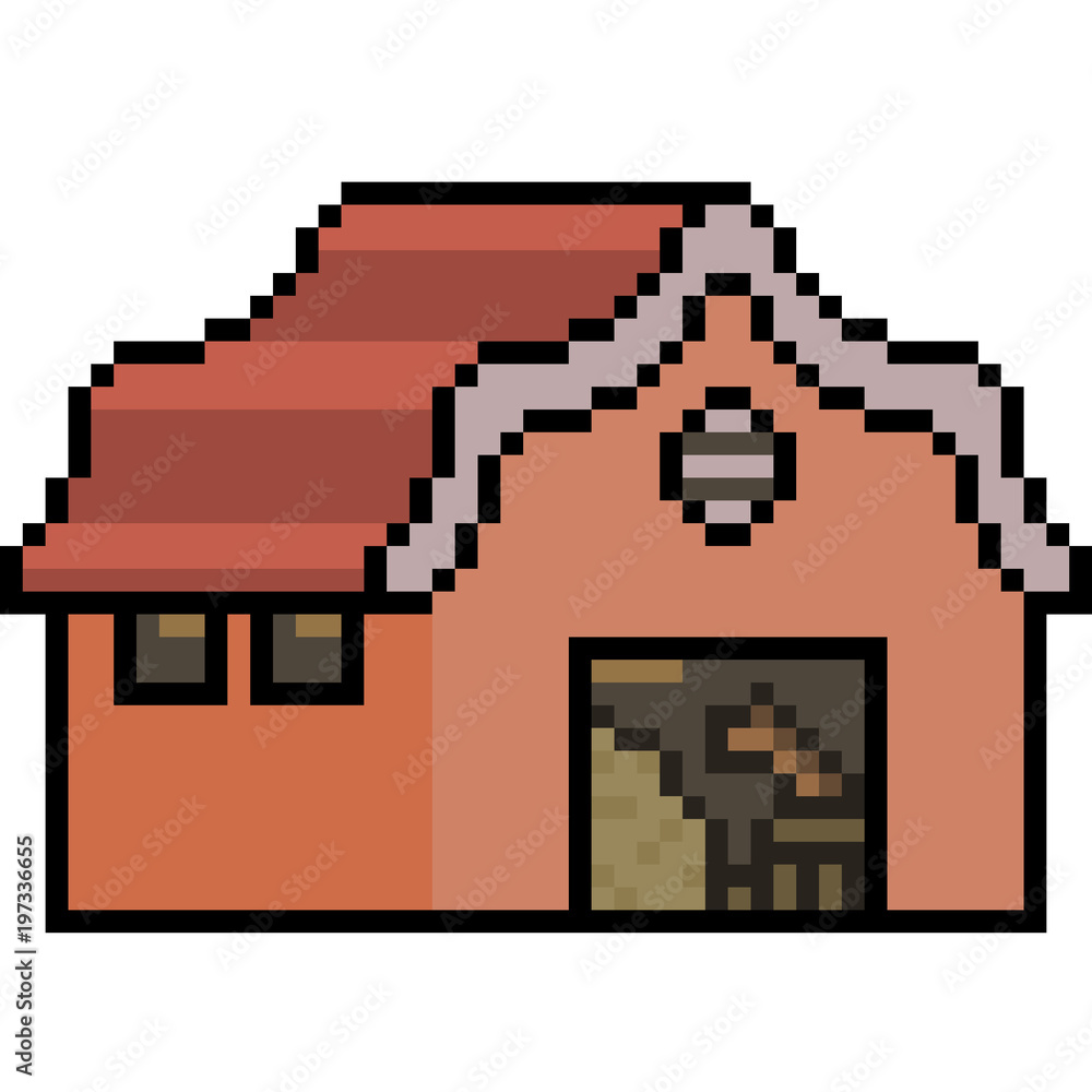 vector pixel art barn farm Stock Vector | Adobe Stock