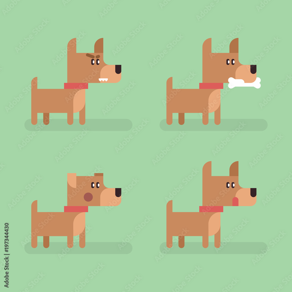 Cute funny dog corgi set with different emotions. Standing, eating ...