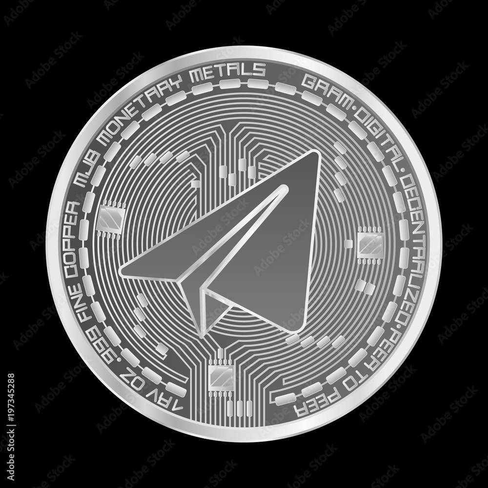 Crypto currency silver coin with silver gram symbol on obverse isolated ...